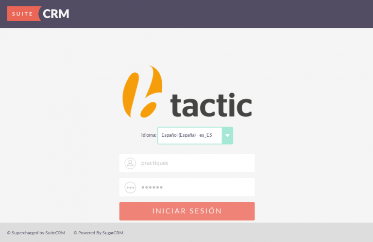 Iniciando sesión en SuiteCRM – bTactic Open Source&Cloud Solutions