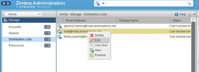 How to manage Distribution lists in Zimbra? – bTactic Open Source&Cloud Solutions
