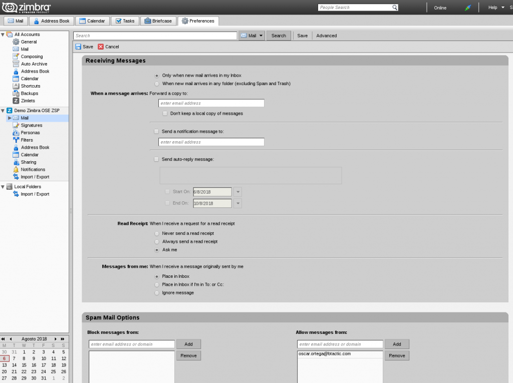 How to make a basic configuration in Zimbra Desktop? – bTactic Open Source&Cloud Solutions
