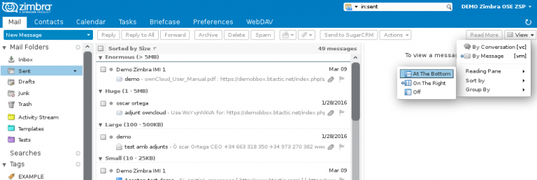 How to group messages according to different criteria in Zimbra ...