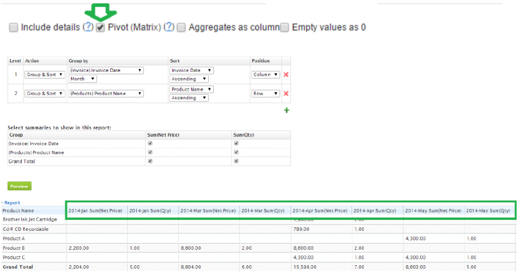 Grouping and Sorting Tab – Analytic Reporting Tool – bTactic Open Source&Cloud Solutions