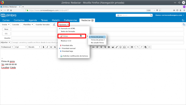 ¿Cómo configurar firmas en Zimbra? – bTactic Open Source&Cloud Solutions